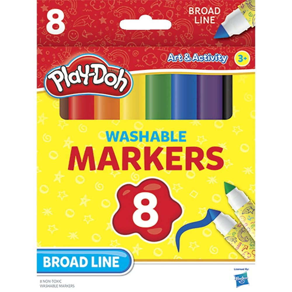 Play-Doh Washable Broadline Markers, Assorted Colors, Set of 8 ...