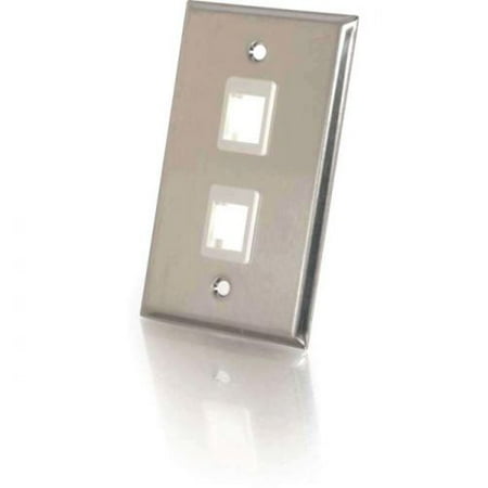 C2G 2-Port Single Gang Multimedia Keystone Wall Plate - Stainless Steel ...