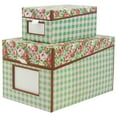 Smart Home 2 Piece Gingham and Floral Storage Boxes in Pink & Green ...