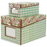 Smart Home 2 Piece Gingham and Floral Storage Boxes in Pink & Green ...