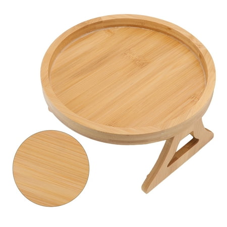 Sofa Arm Tray Table, Natural Bamboo Couch Tray, Foldable Round Table ...