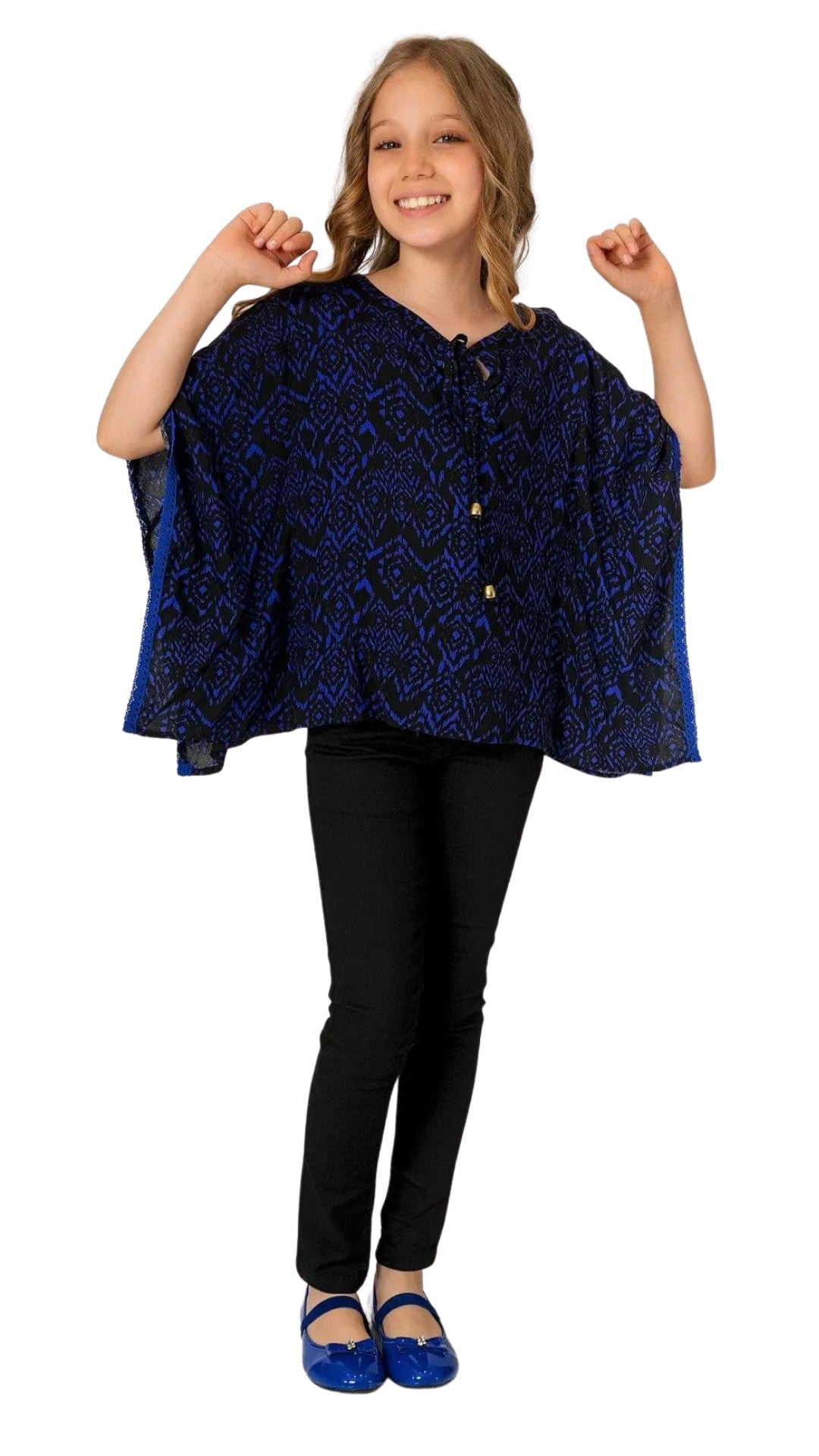 InCity Girls Tween 7-14 Years Tween White Batwing Sleeve Printed Tie ...