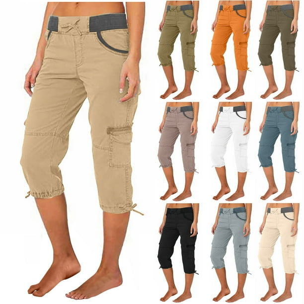 Womens Cargo Capris Hiking Pants Lightweight Quick Dry Outdoor Athletic Capri Summer Casual ...