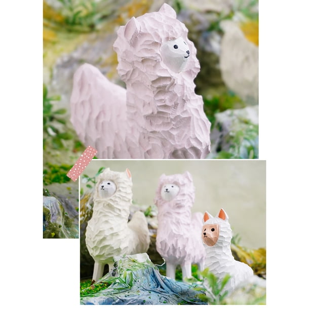 Manual Alpaca Decorations Cute Toy Statue Wood Crafts Waterproof ...