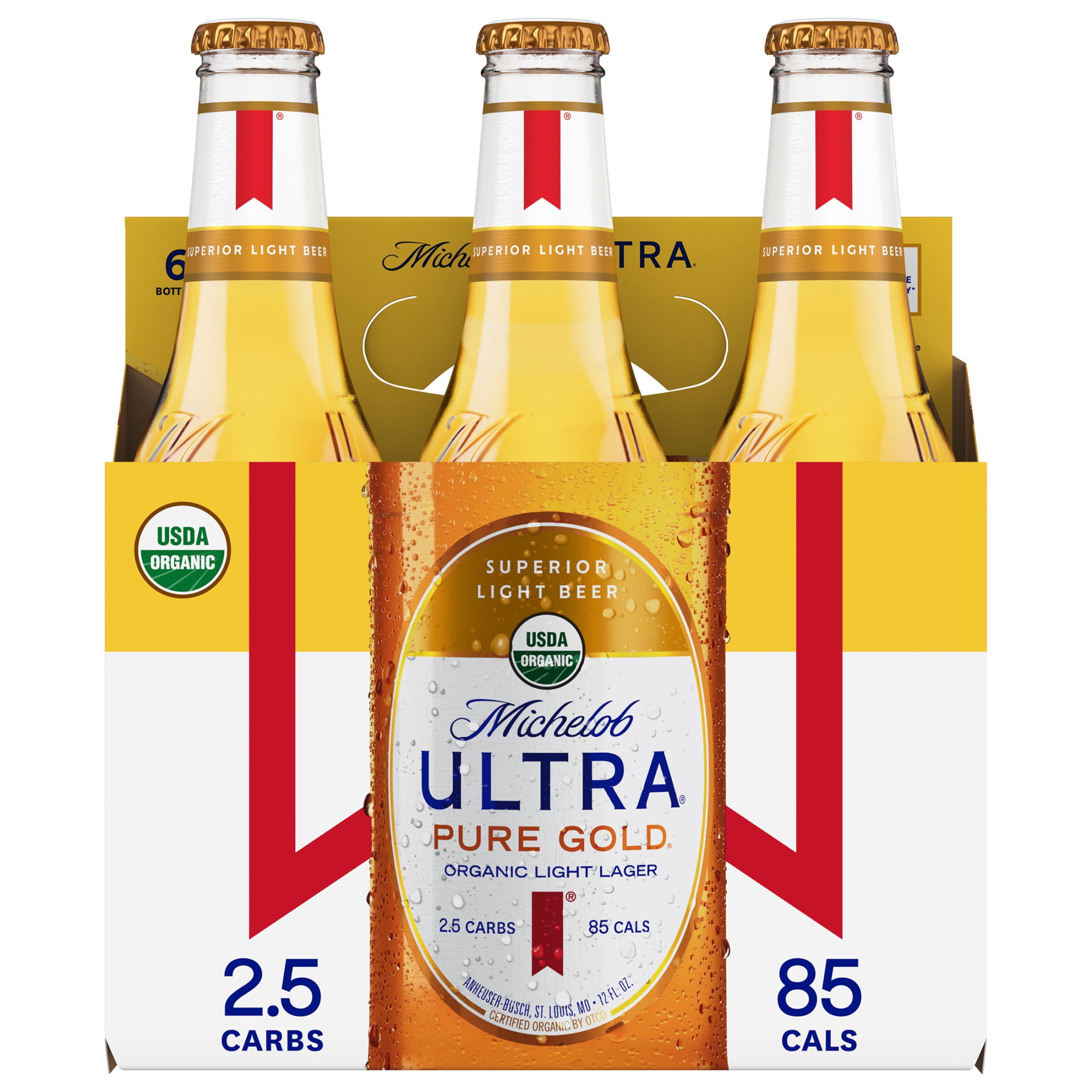 Michelob Ultra Pure Gold Organic Light Lager Beer, 6 Pack, 12 fl oz ...