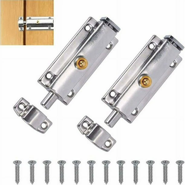 Sliding Door Latch, 2 Pieces Stainless Steel Barrel Bolt Latch, Door ...