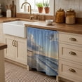 Beach Wave Cabinet Curtains Watercolor Blue Sky Ocean Modern Art Sink ...