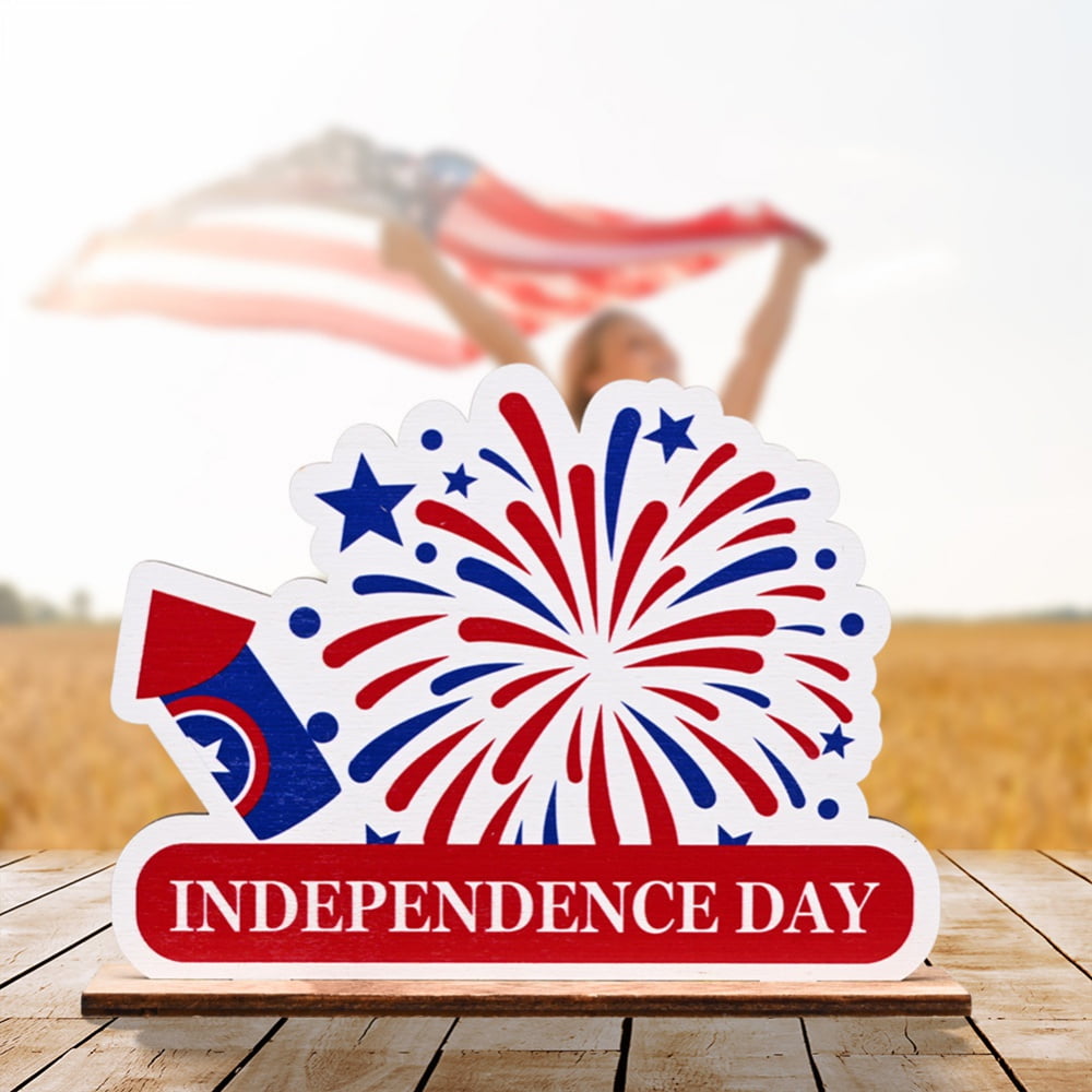 Patriotic Table Decoration Signs Memorial Day Table Decor Wooden Table