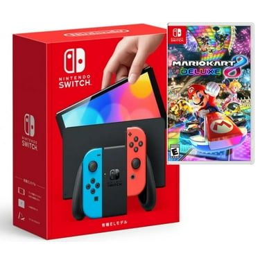 Nintendo Switch Console Model w/ Neon Blue & Red Joy-Con & Mario Kart 8 Deluxe Game - Walmart.com