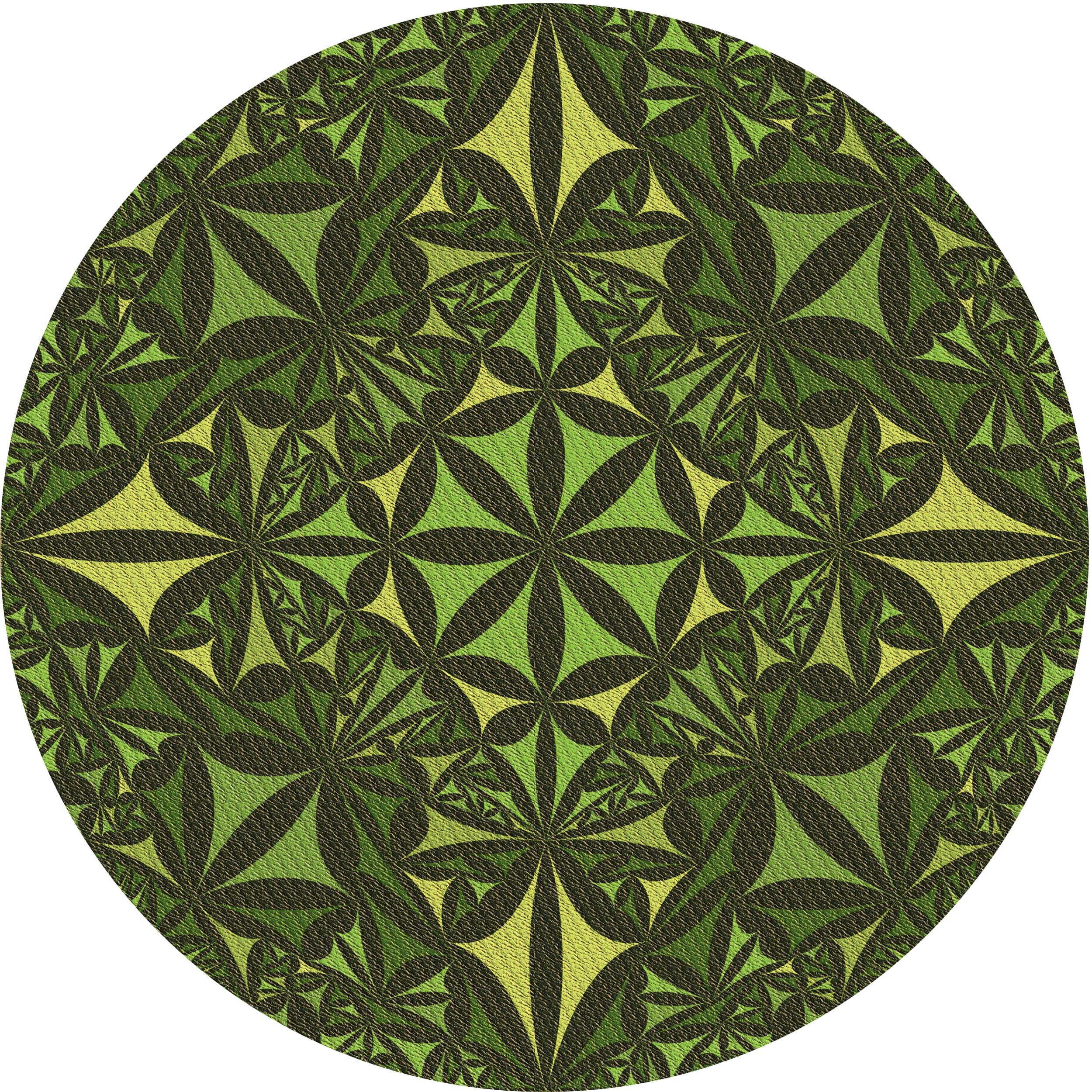 Ahgly Company Indoor Round Patterned Dark Forest Green Area Rugs, 8 ...