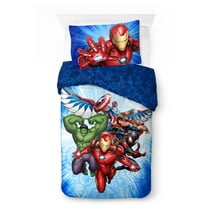 Free Shipping! Marvel Avengers Blue Circle 4-Piece Twin Bed Set, 100% ...