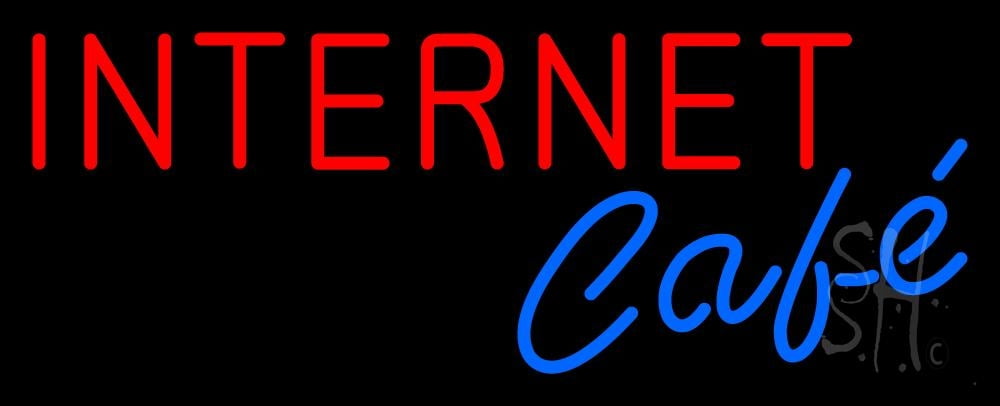Red Internet Cafe LED Neon Sign 10 x 24 - inches, Clear Edge Cut ...