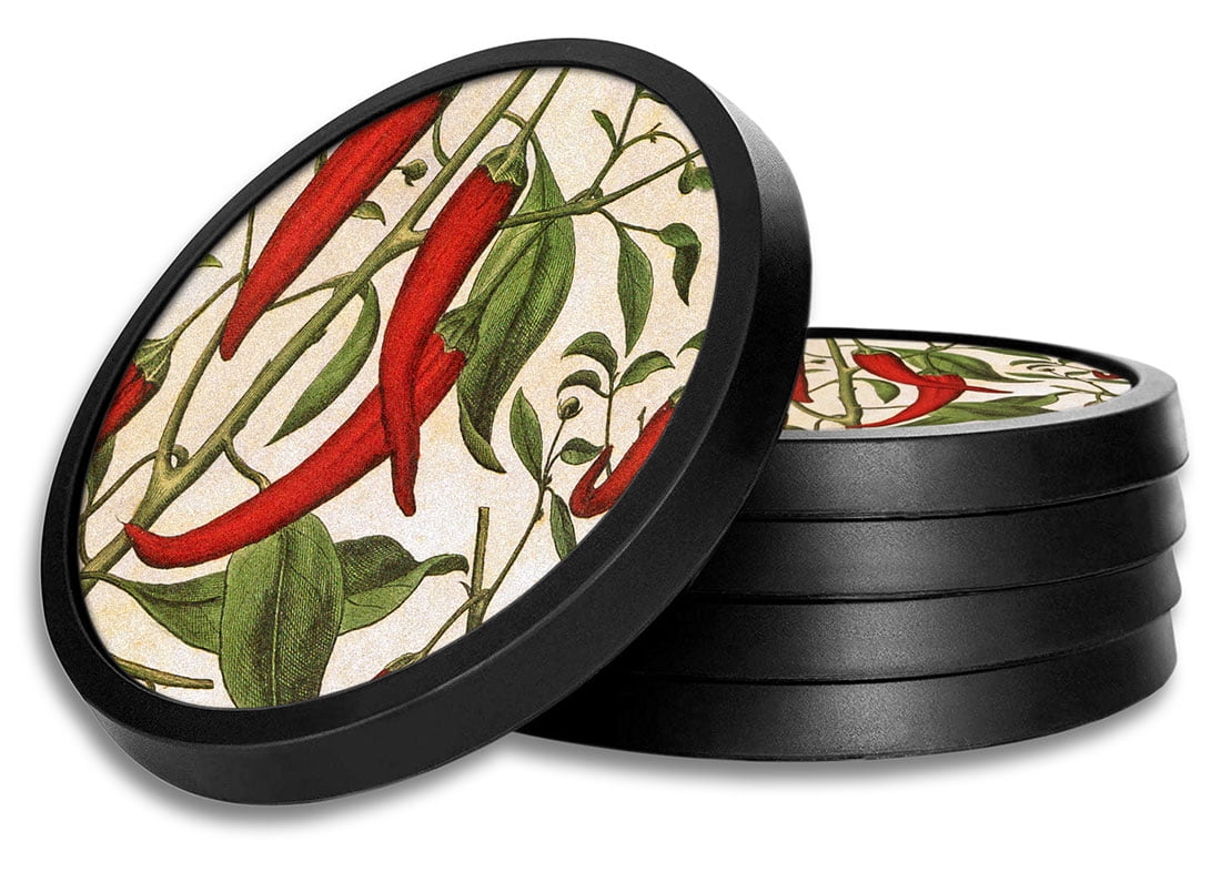 Silicone Non-Slip Drink Coasters with Removable Printed Absorbent Felt ...