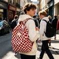 Checkerboard Backpack School Bag Korean Style Lightweight Multi Pocket ...