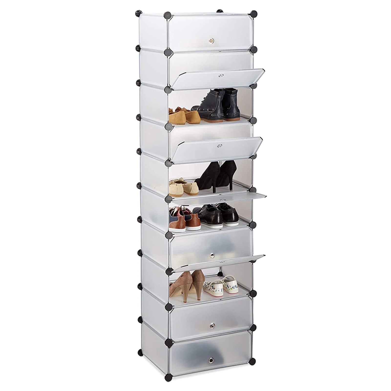 MEILLEUREVIE 10-Tier Shoe Rack, Storage for 20 Pairs, Plastic Closet ...