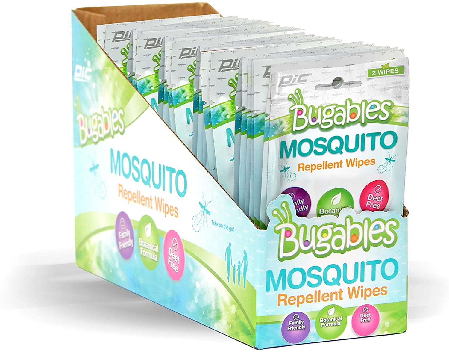 Bugables Family Friendly Deet Free Mosquito Repellent Wipes, 0.3 oz, 36 ...