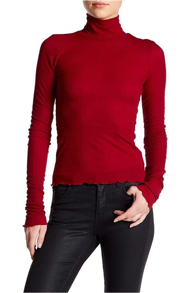 Free People Womens Ribbed Pullover Blouse, Red, X-Small - Walmart.com