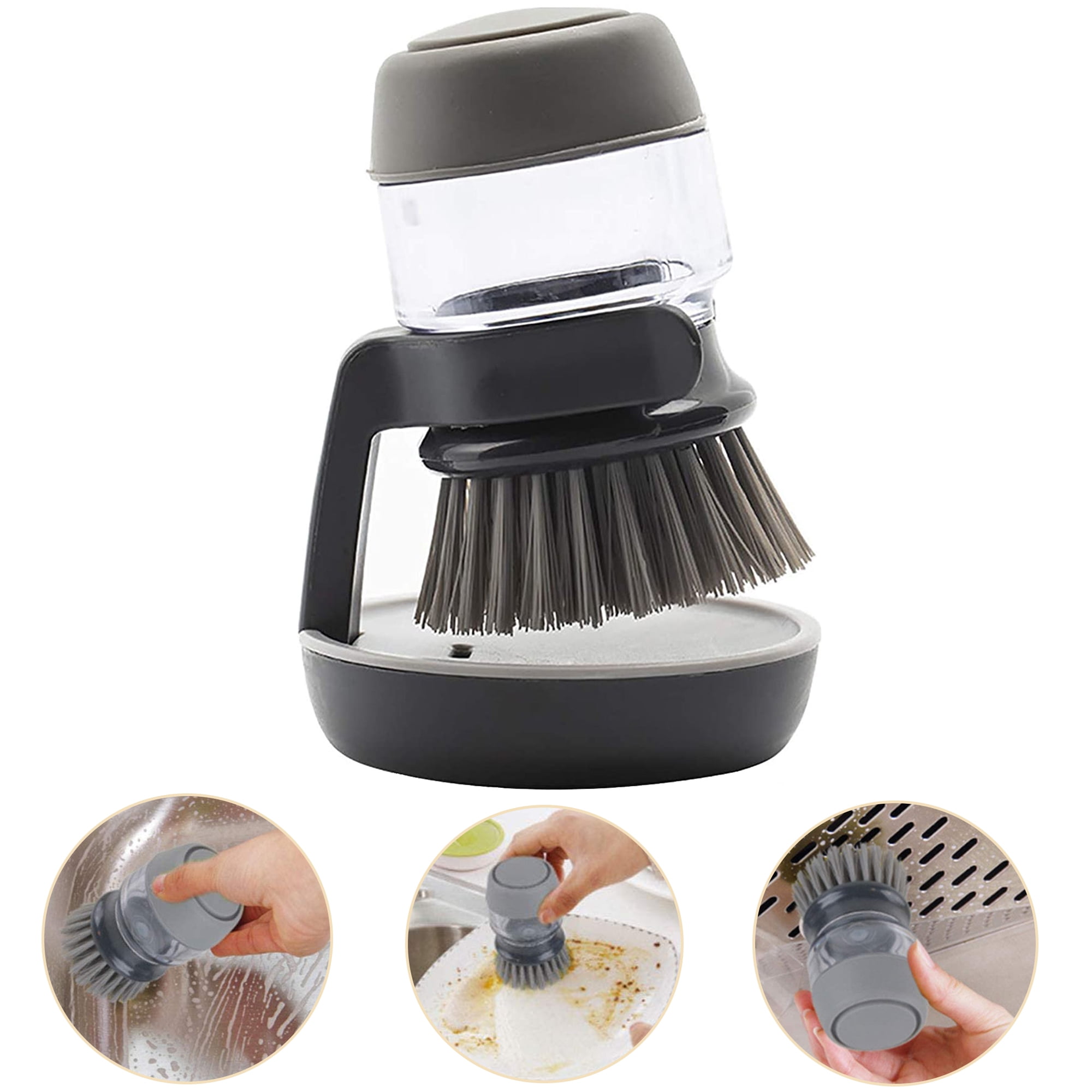 Dish Scrub Brush Kitchen Scrubber Washing Brush with Soap Dispenser for ...