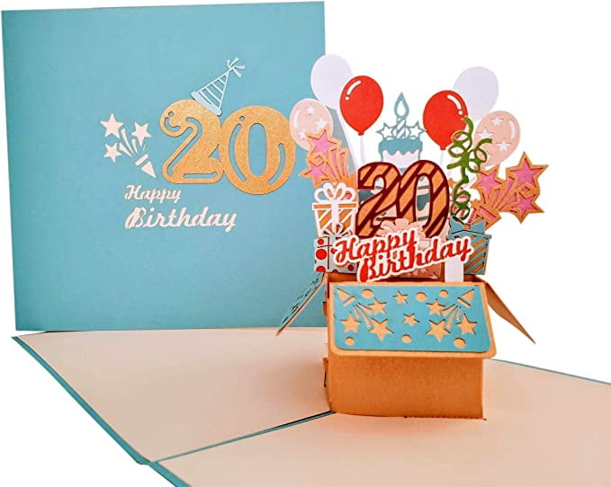 iGifts And Cards Happy 20th Blue Birthday Party Box 3D Pop Up Greeting ... iGifts And Cards Happy 20th Blue Birthday Party Box 3D Pop Up Greeting ...