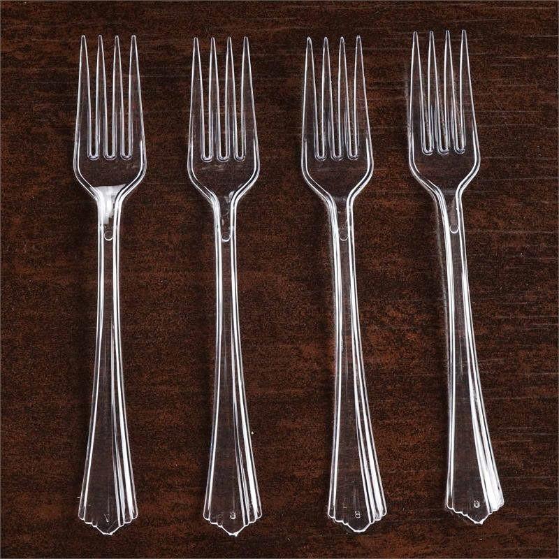 Efavormart 125 Pieces - Clear Plastic Fork - Twirl Collection - Walmart.com