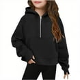 Agkizg Girls Half Zip Hoodie, Solid Color Long Sleeve Pullover with ...