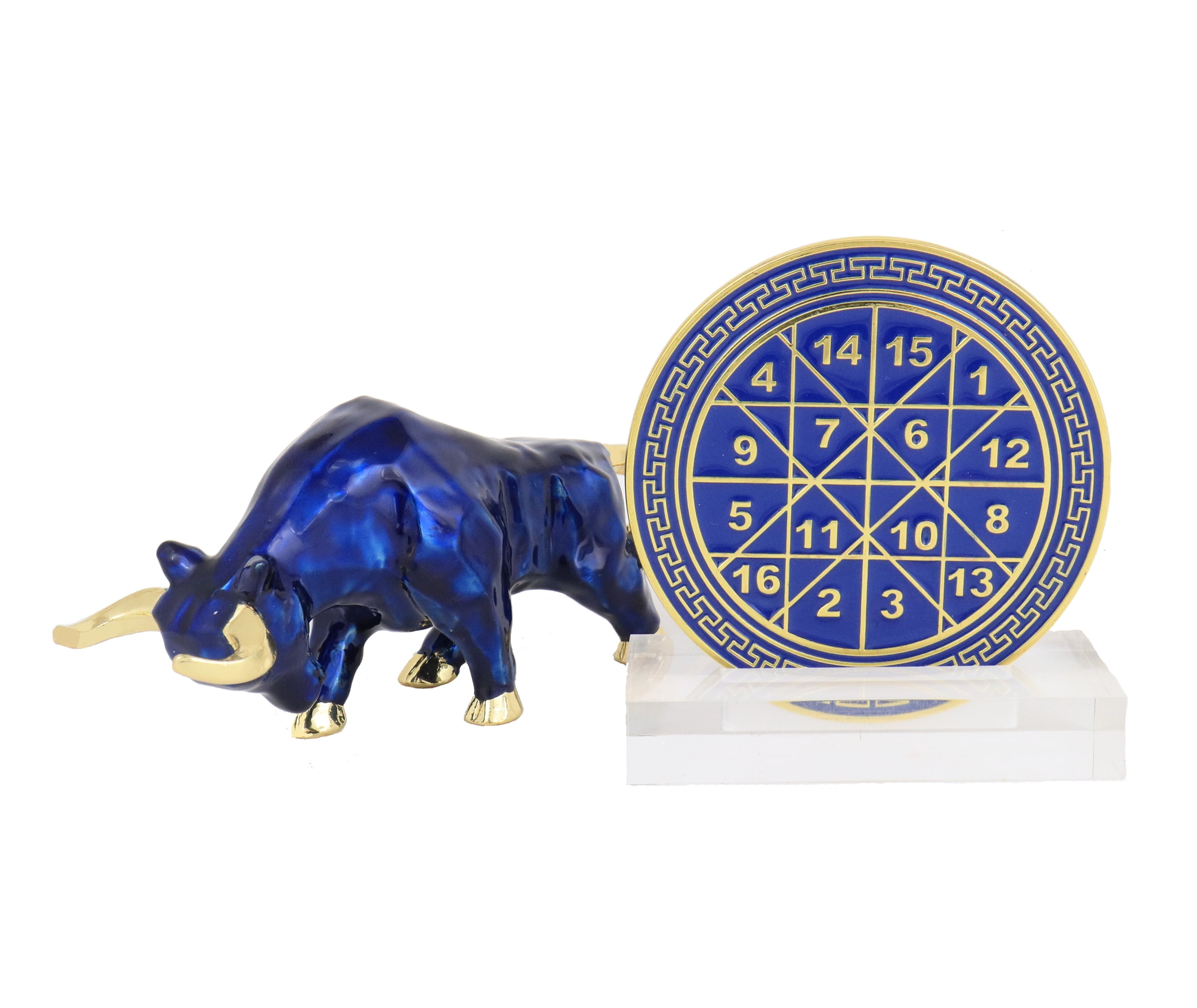 Feng Shui Big Money Bull Statue w/ Wealth Yantra and Prosperity Amulet ...