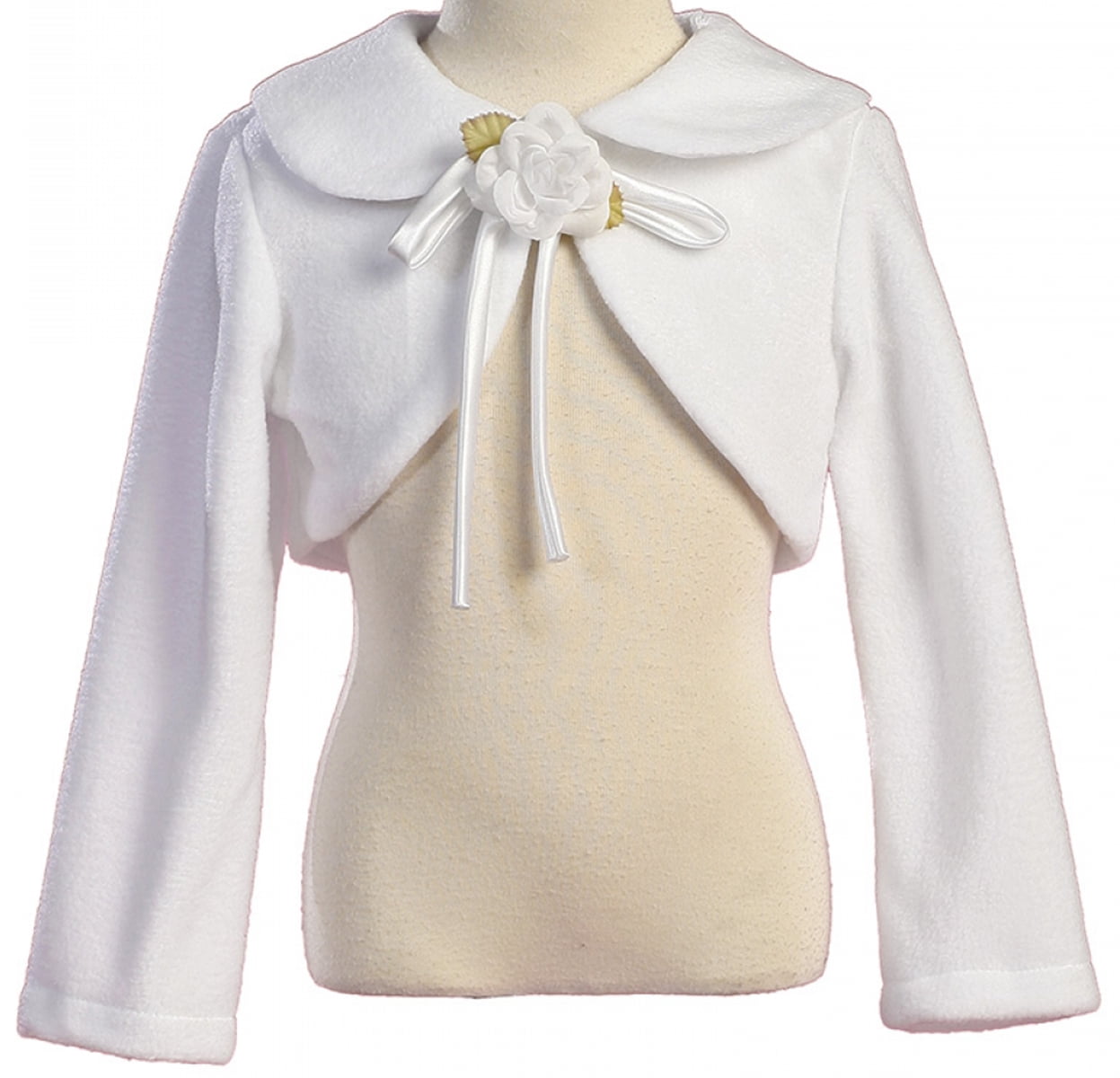 Little Girls Long Sleeve Fleece Party Flower Girl Bolero Jacket Cover ...