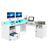 Uforic L Shaped Computer Desk with Power Outlet & LED Lights - Walmart.com