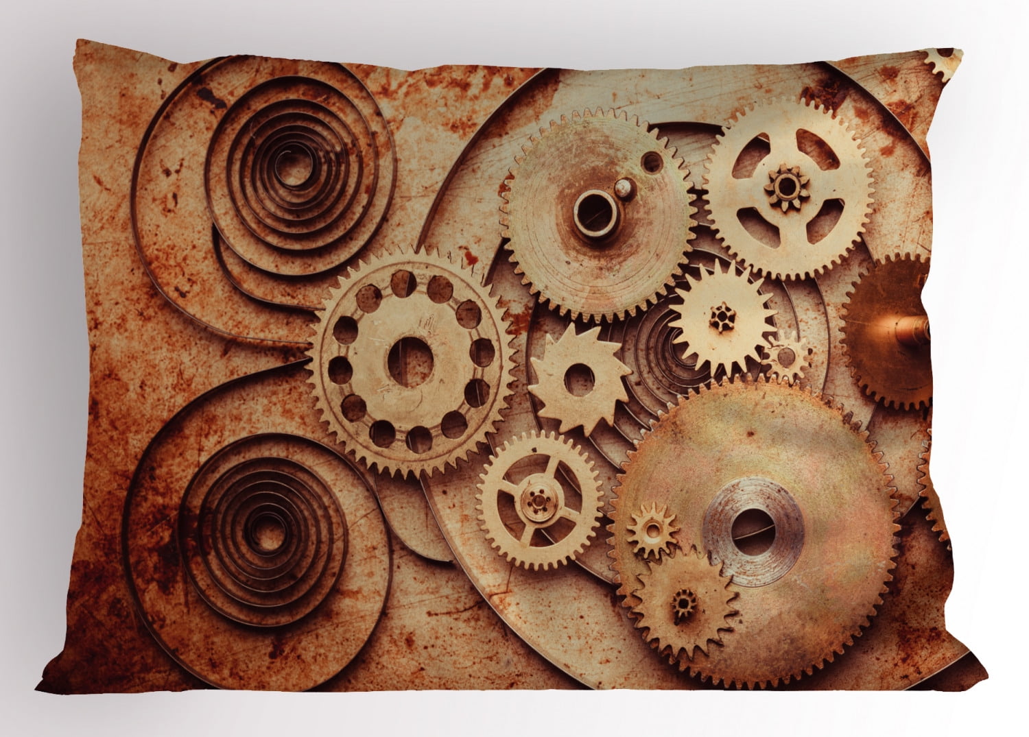 Copper Pillow Sham Mechanical Clocks Details Old Rusty Look Backdrop ...