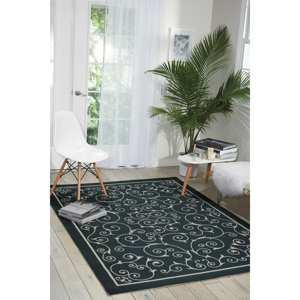 Nourison Home & Garden Bordered Black Area Rug - Walmart.com - Walmart.com