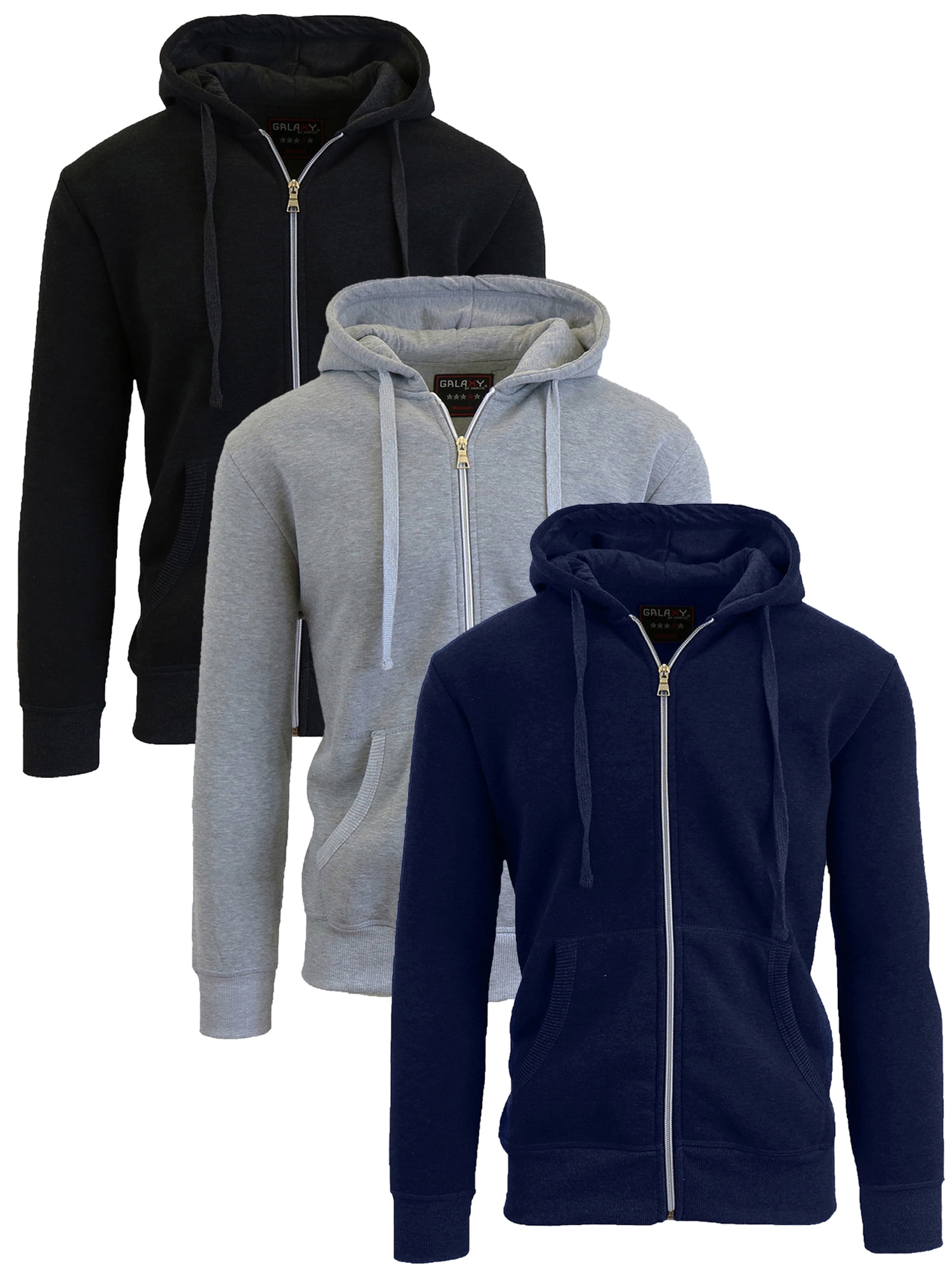 Boy's 3-Pack Fleece-Lined Zip-Up Hoodie - Walmart.com