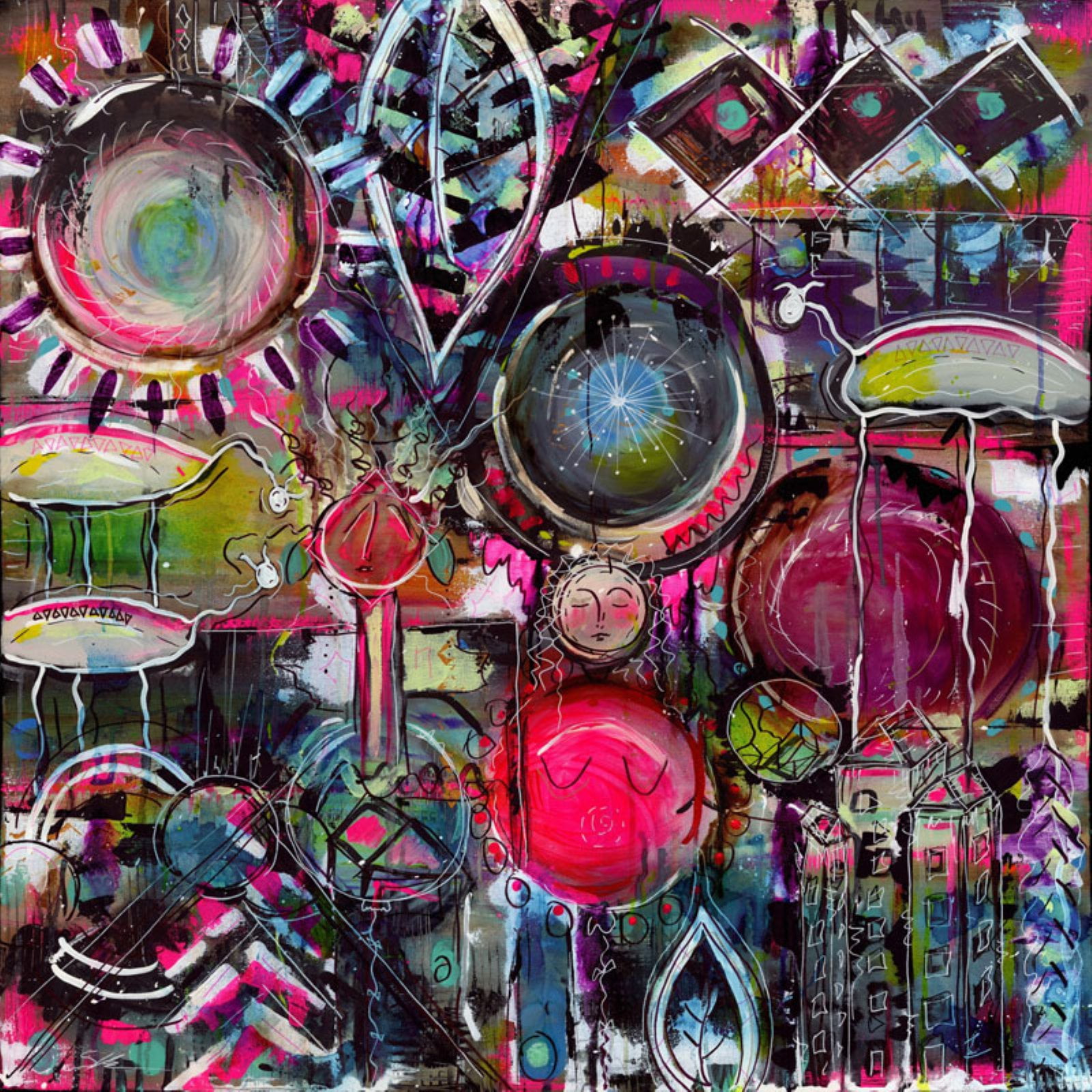 Marmont Hill "House of Fun" by Sloane Kady Painting Print on Wrapped ...