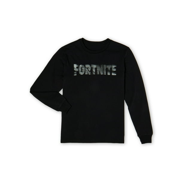 Fortnite - Fortnite Boys Black Logo Long Sleeve Graphic T-Shirt, Sizes ...