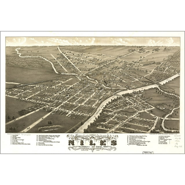 24"x36" Gallery Poster, Panoramic map of Niles, Ohio 1882 - Walmart.com