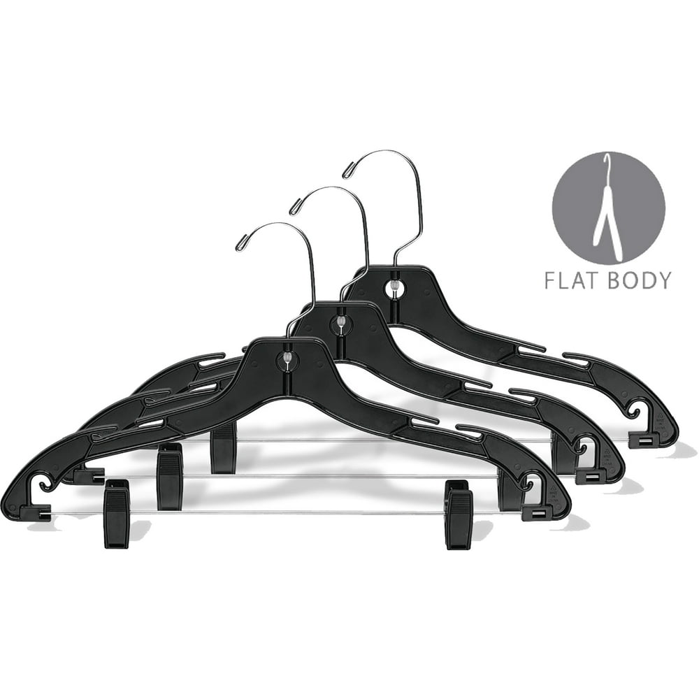 Matte Black Plastic Combo Hanger w/ Adujstable Clips, Box of 100 Space ...