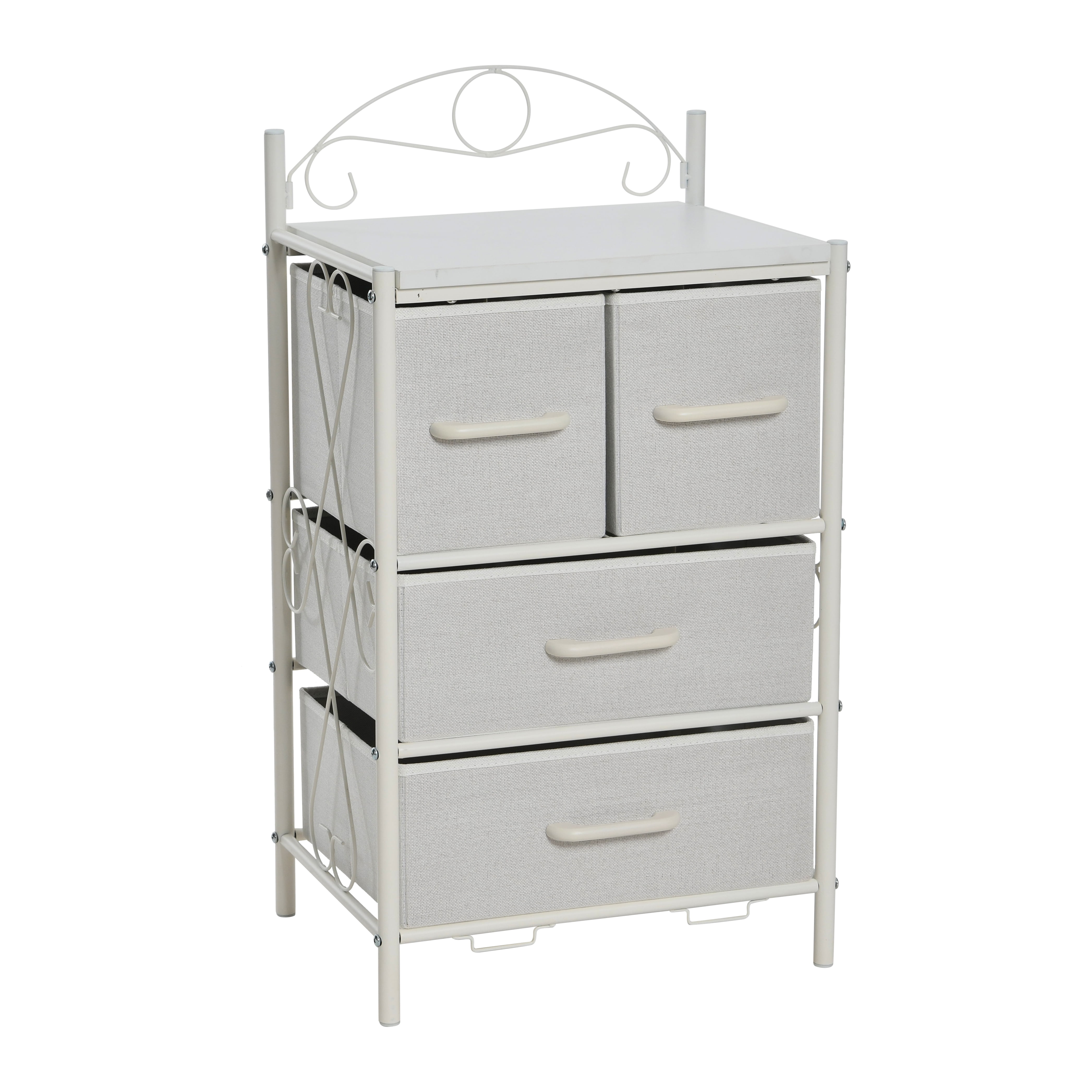 Household Essentials Short Storage Tower, 4 Drawer, Scandinavian White ...
