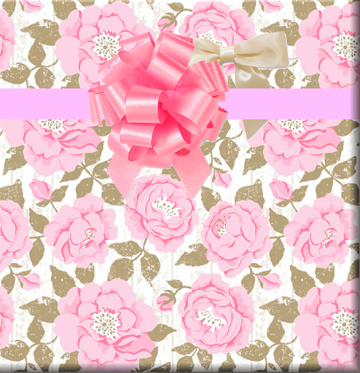 Cottage Rose Pink and Kraft Specialty Gift Wrapping Paper Premium ...