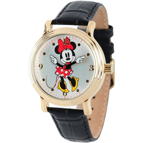 Minnie Mouse Women's Shinny Gold Vintage Articulating Alloy Case Watch ...