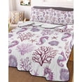 96x106in Quilt Bedding Set, Pink Marine Life Seahorse Coral Lightweight ...