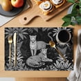 Black Leopard Placemats Set of 4 Tropical Plants Leaves Wildlife Animal ...