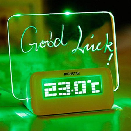 LED Digital Fluorescent Message Board Clock Temperature Calendar 4 USB ...