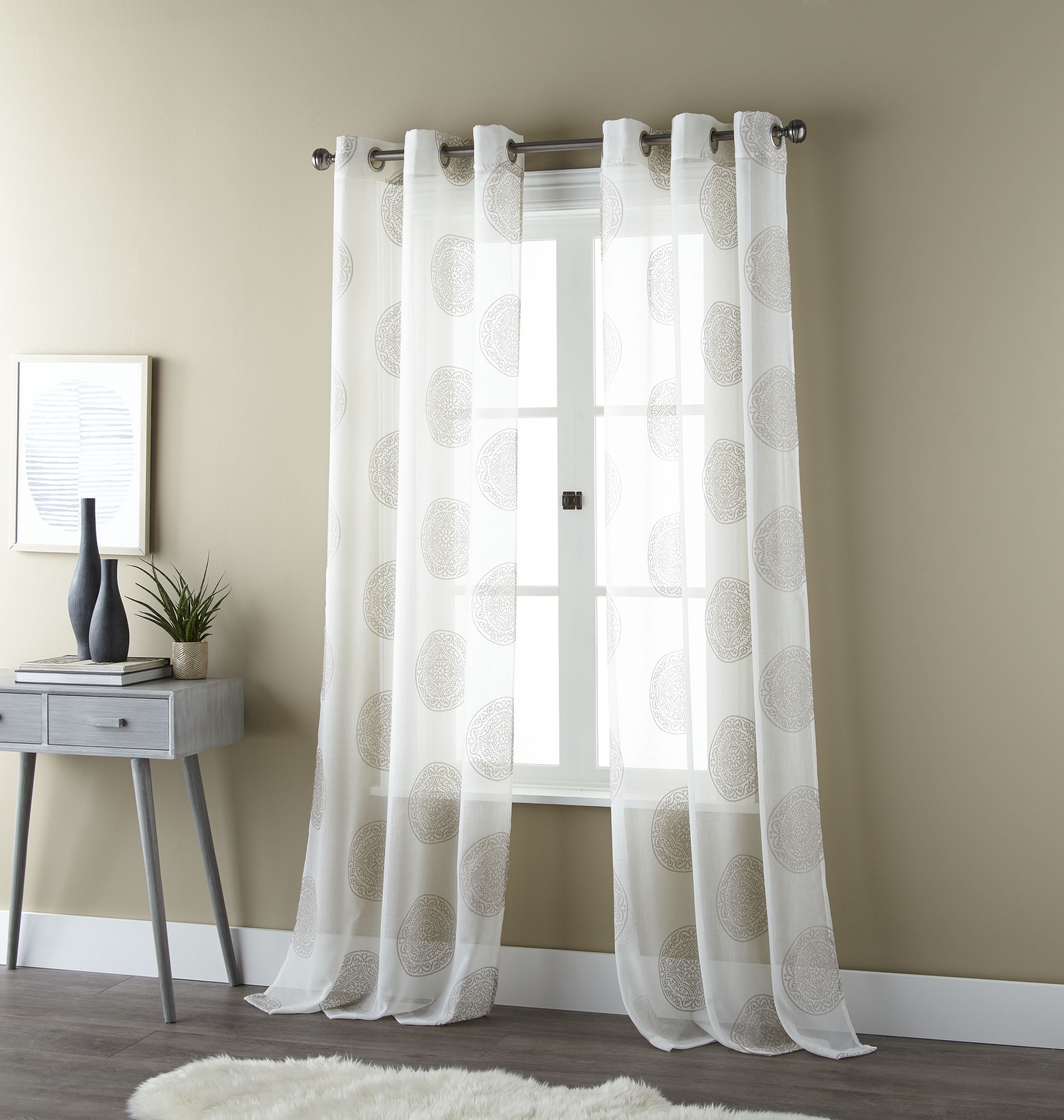 Nanshing Mya Window Sheer Curtain Panels Set of Two with Grommet Top ...