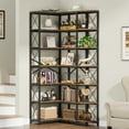 Condemo 7-Shelf Corner Bookshelf, Modern Industrial Tall Bookcase, 7 ...