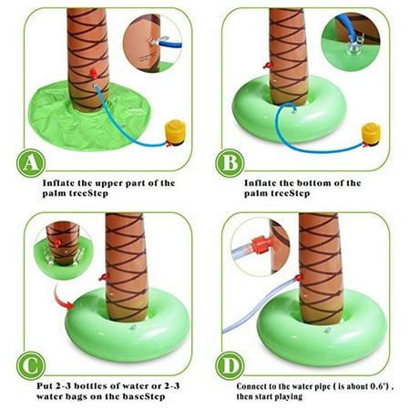 Swim Floaties Water Play Sprinkler Inflatable Palm Tree Kids Spray ...