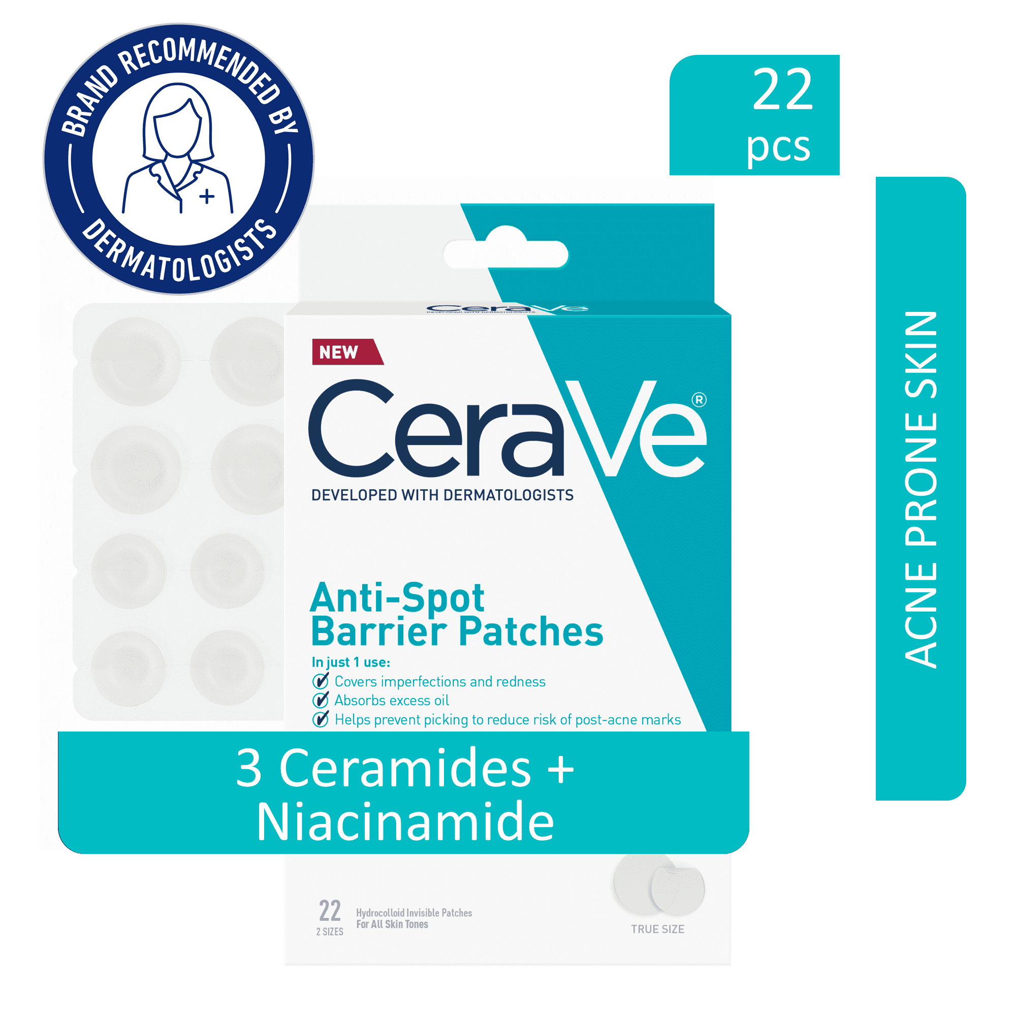 CeraVe Anti-Spot Barrier Patches, Invisible Hydrocolloid Patches with ...