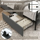 Homfa King Size 4 Drawer Bed Frame, Heavy Duty Metal Platform Bed with ...