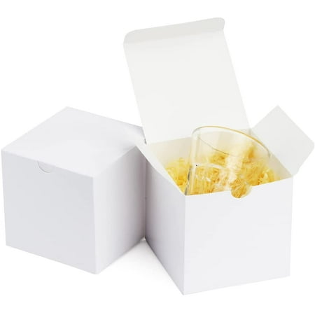 FFIY 30PCS Gift Boxes 4x4x4 White Kraft Paper Gift Boxes with Lids ...