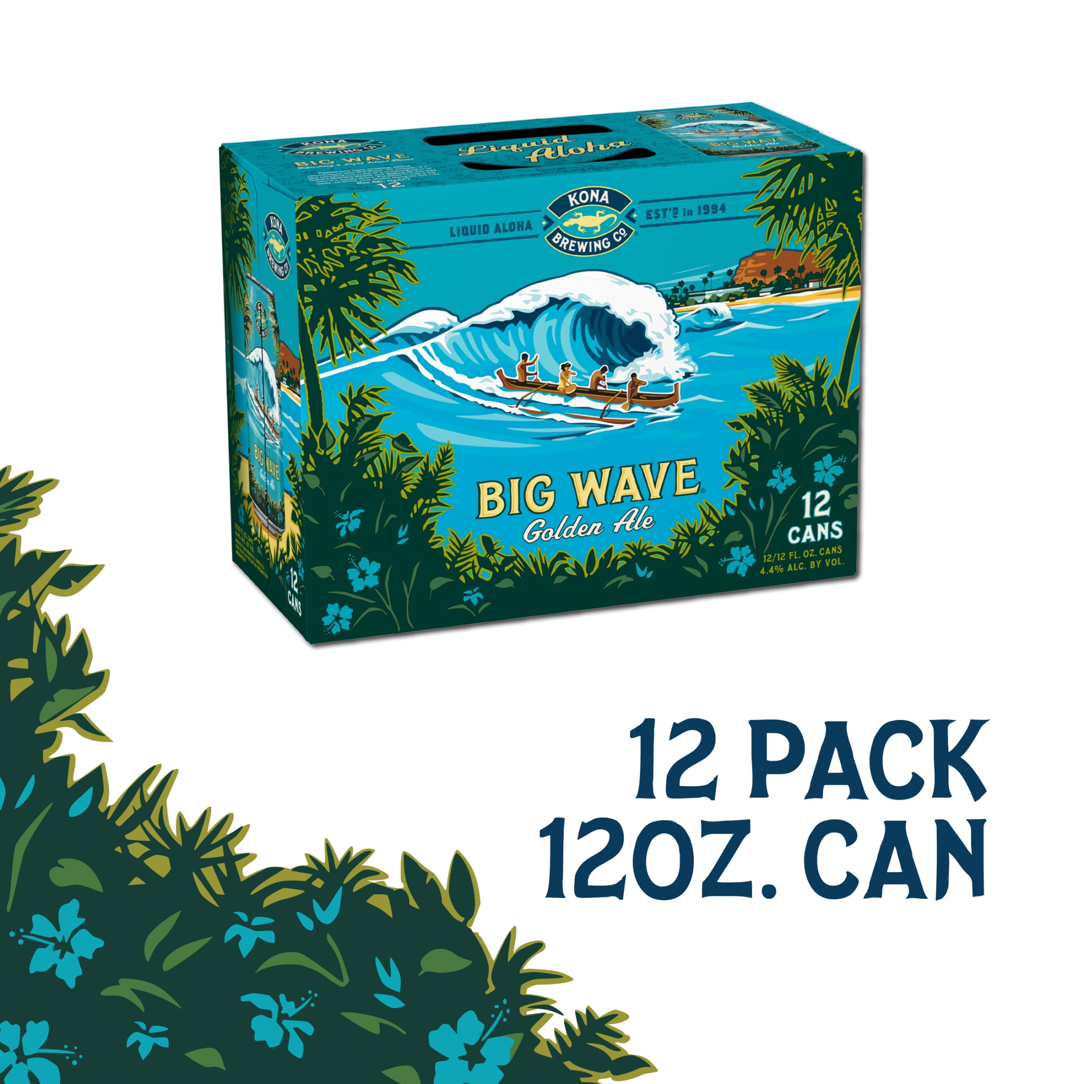 Kona Brewing Co. Big Wave Golden Ale Beer, 12 Pack Beer, 12 FL OZ Cans ...