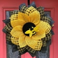 Bee Sunflower Artificial Wreath, Spring Summer Autumn Decoration, Front ...