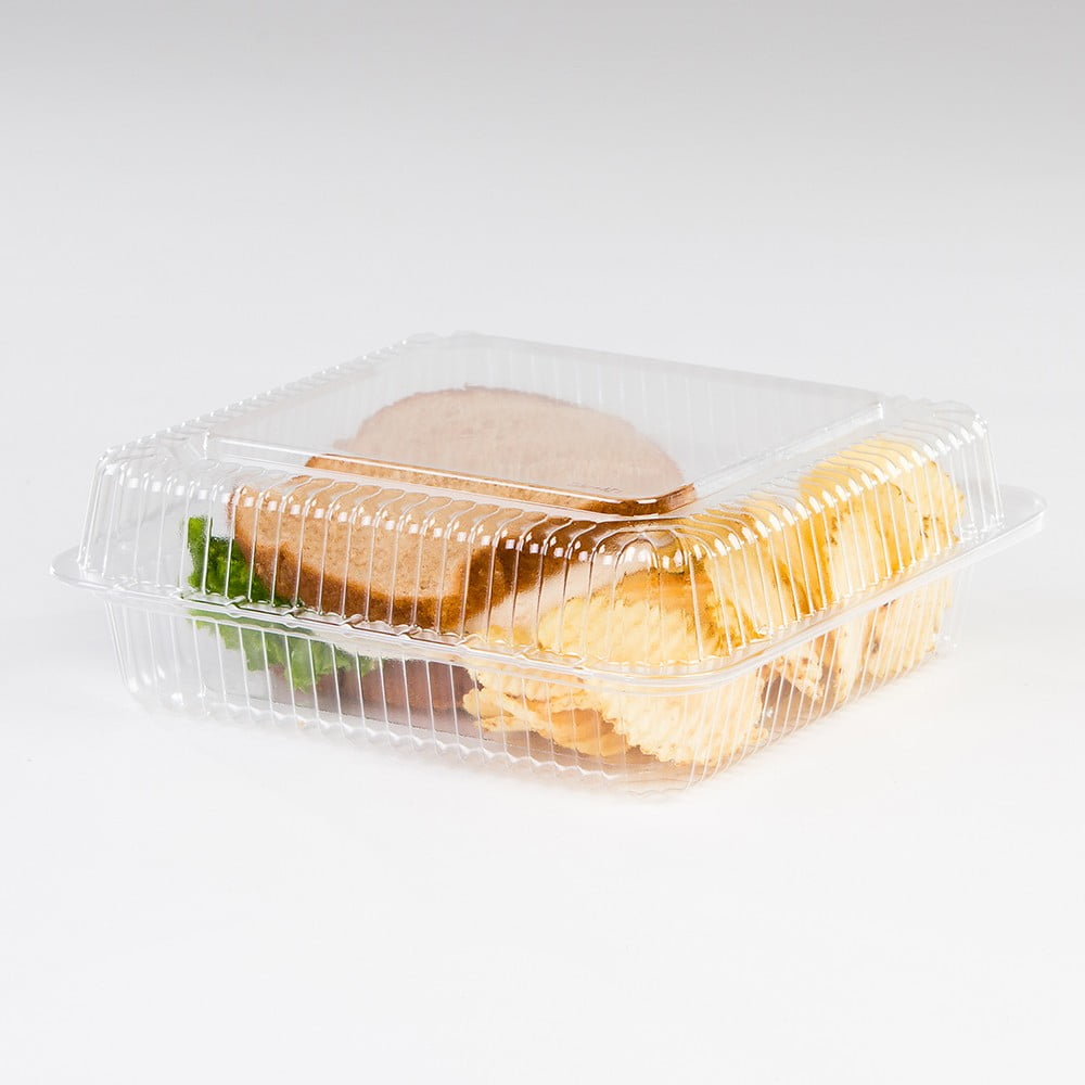 Detroit Forming LBH-851 Clear OPS Plastic Square Hinged Locking Lid ...